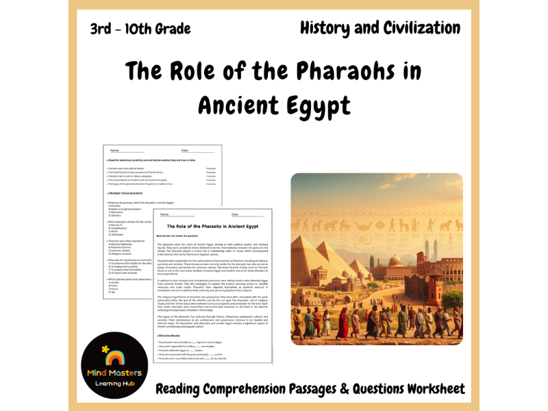 The Role of the Pharaohs in Ancient Egypt Reading Comprehension ...