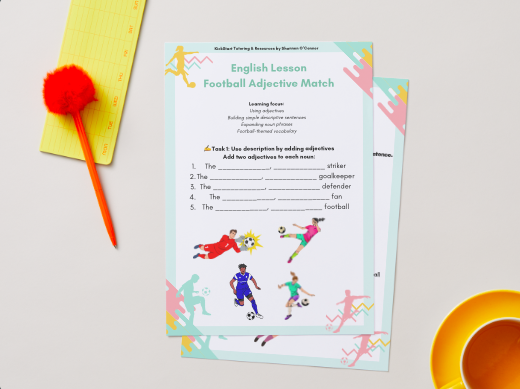 KS1 English Lesson - Football Adjectives | Teaching Resources