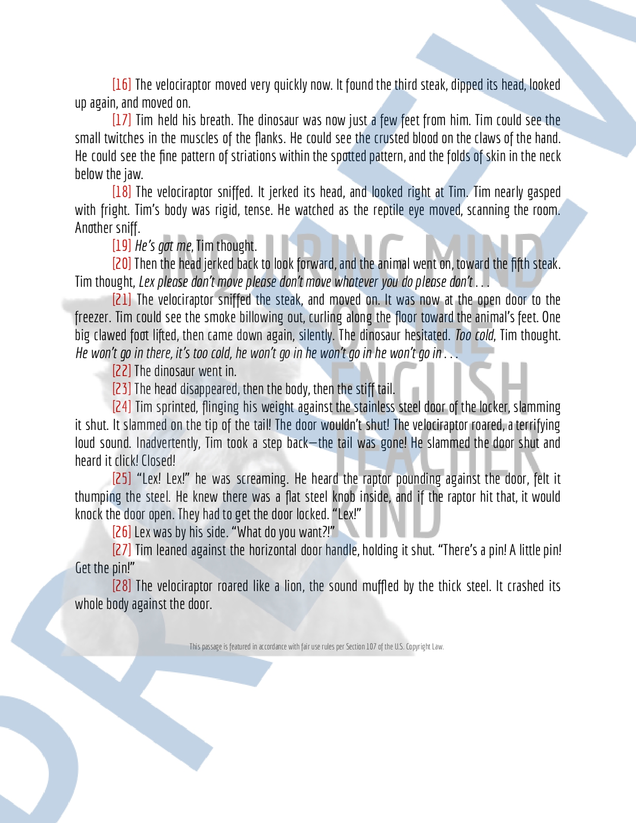 Jurassic Park by Michael Crichton Chapter 48 Close Reading Analysis ...