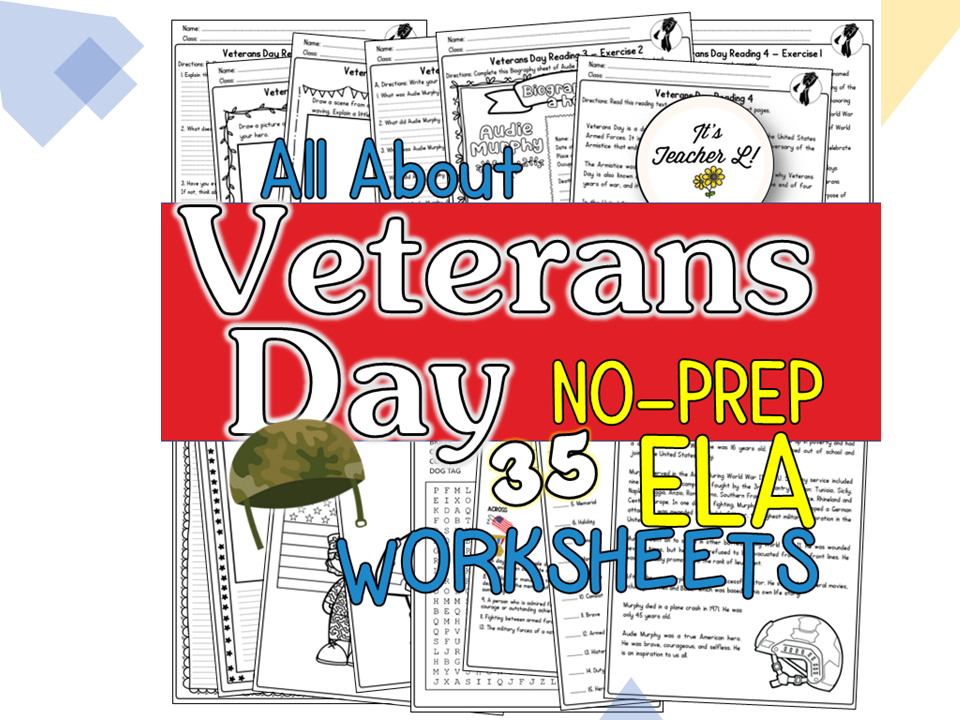 Veterans Day No-Prep ELA Worksheets | Teaching Resources