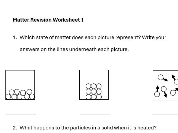 S1 Science States of Matter Worksheet | Teaching Resources