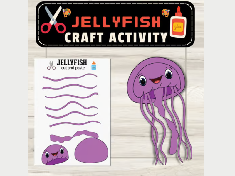 Jellyfish Craft Cut & Paste Activity: Ocean Animal Summer Craft ...