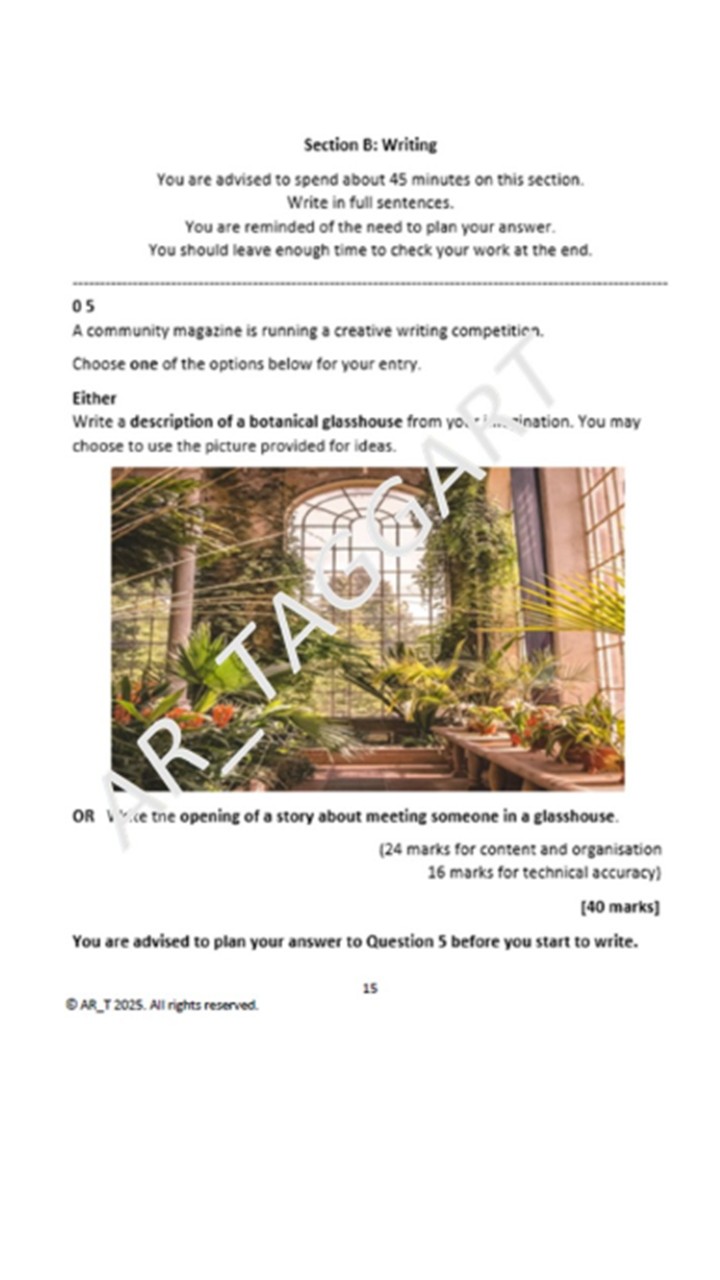 One AQA 2026 English Language Paper 1 Mock | Q4 Plan - (Sas) | Teaching ...