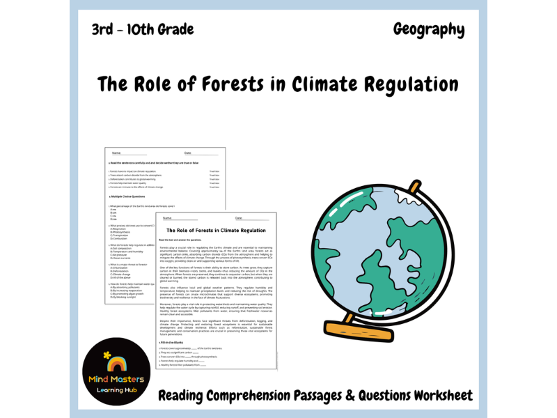 The Role of Forests in Climate Regulation Reading Comprehension ...
