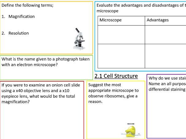 Cell Structure revision | Teaching Resources
