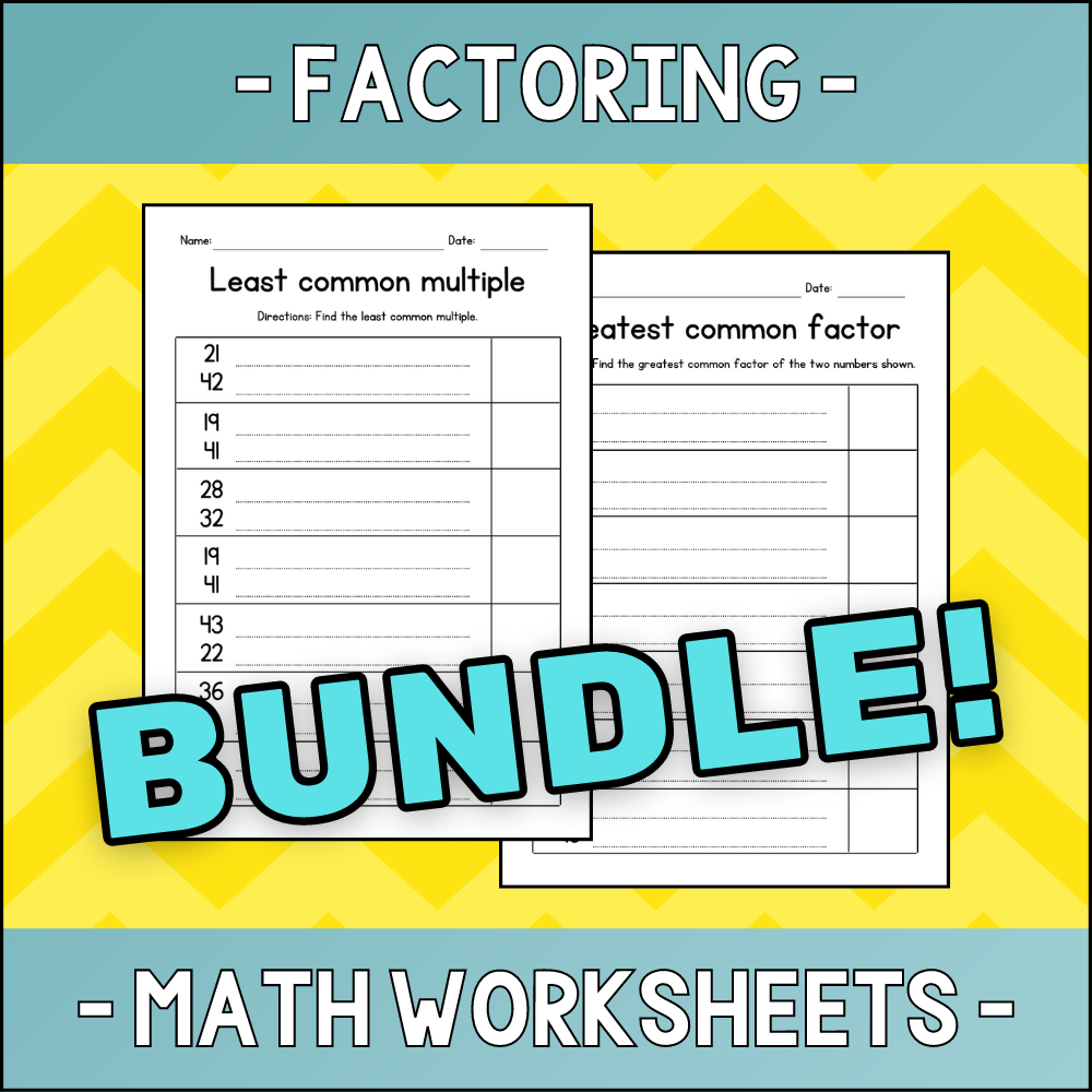 Greatest Common Factors GCF Least Common Multiples LCM Worksheets