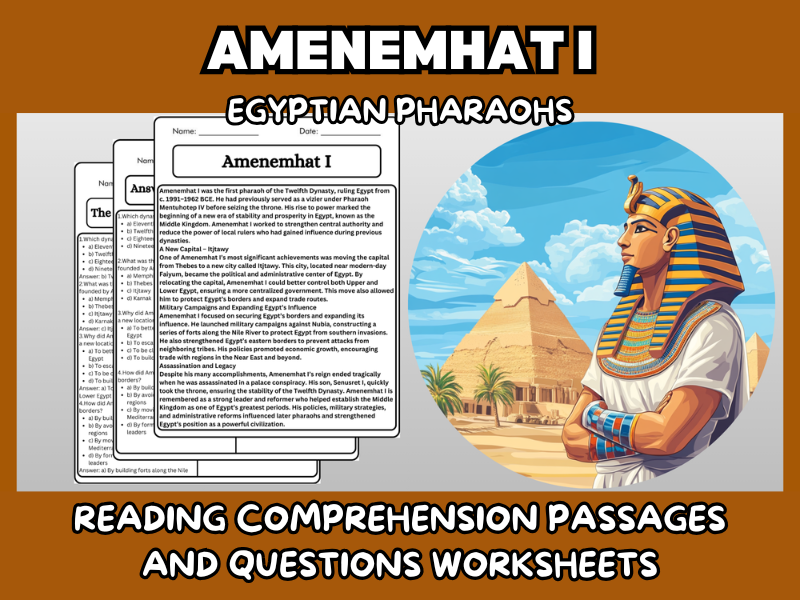 Amenemhat I - Egyptian Pharaohs Reading Comprehension Passages and ...