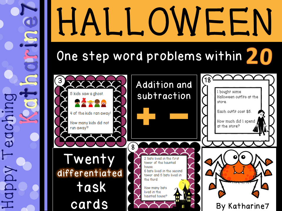 Halloween Maths Word Problems addition And Subtraction Teaching 
