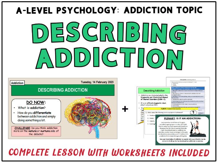 A-Level Psychology - DESCRIBING ADDICTION [Addiction Topic] | Teaching ...