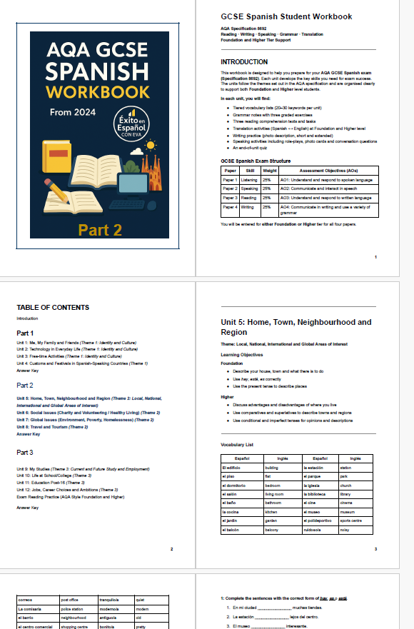 GCSE Spanish Workbook part 2/3_with ANSWERS | Teaching Resources