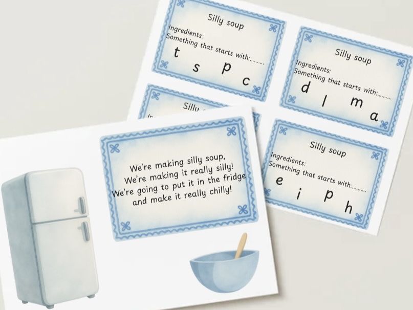 Silly soup initial sound tuff tray set up | Teaching Resources