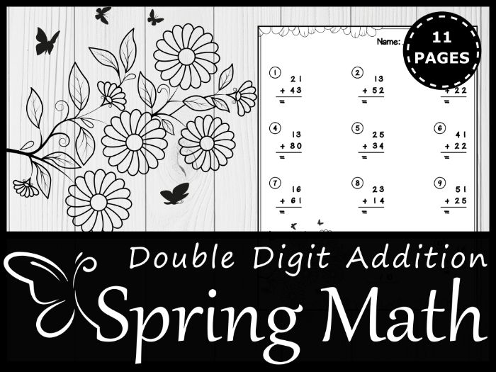 Spring-Themed Double-Digit Addition without Regrouping Worksheets - KS1 ...