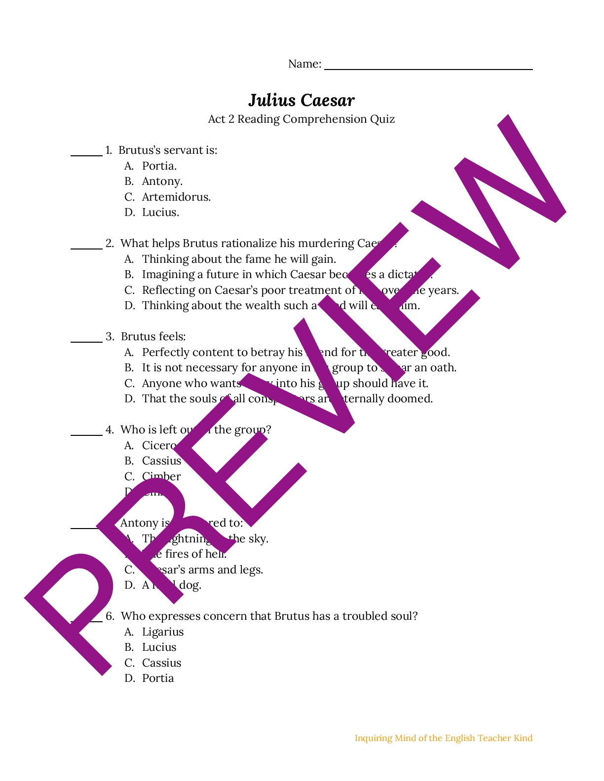 Julius Caesar Act 2 Quiz And Key Teaching Resources Julius Caesar Act 2 Quiz And Key Teaching Resources