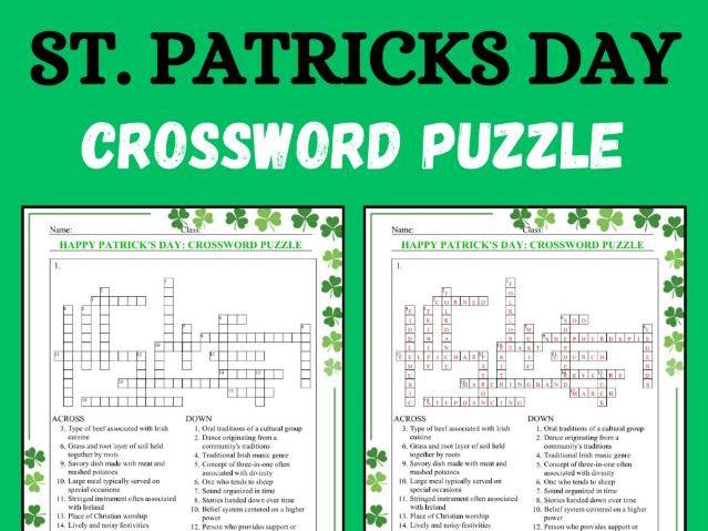 SAINT PATRICK'S DAY Crossword Puzzle Worksheet | Teaching Resources