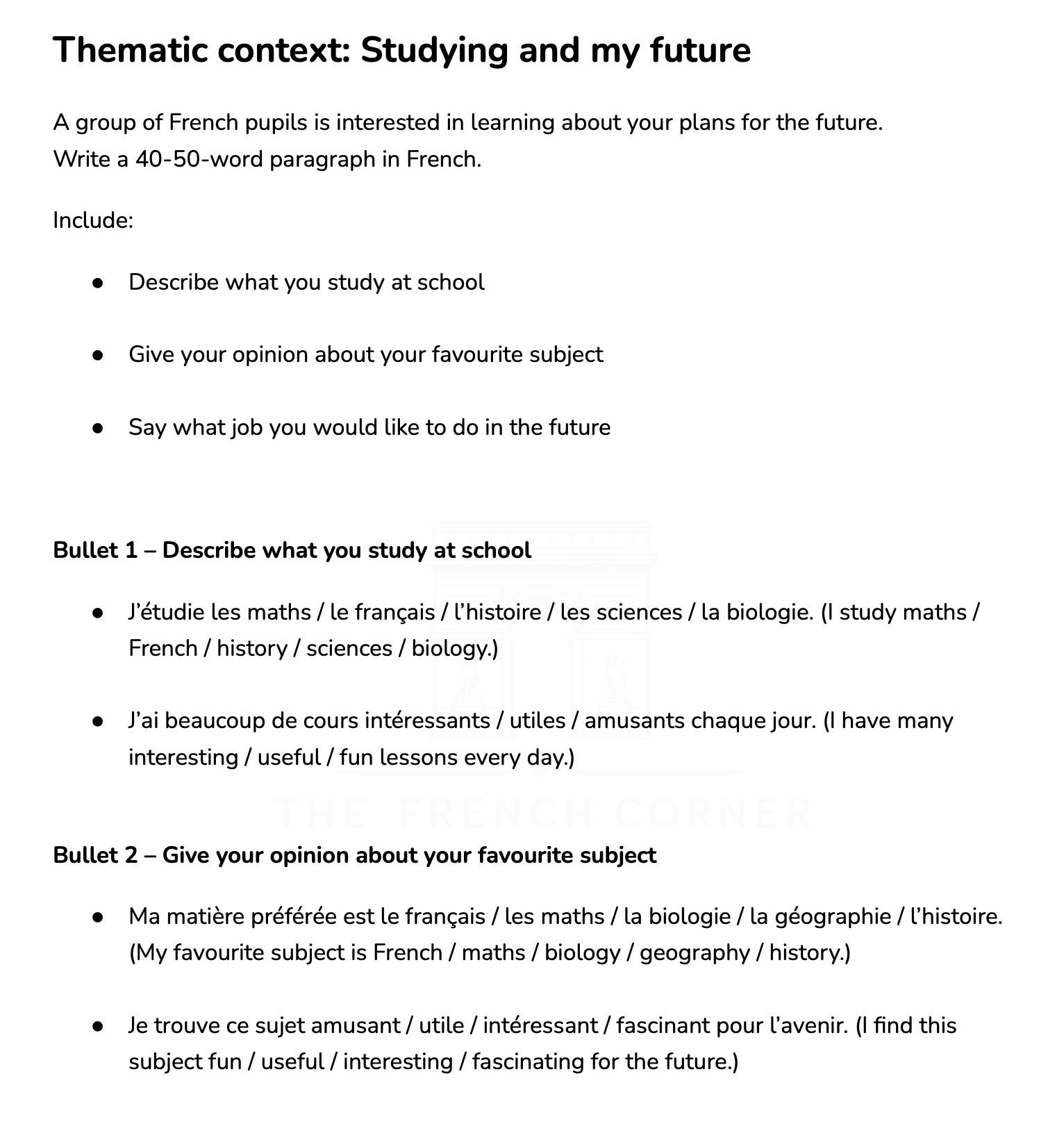 2026 Pearson Edexcel GCSE French – Writing 40-50 word - Foundation Tier ...