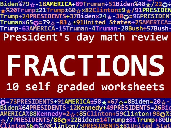 PRESIDENT'S DAY MATH REVIEW - FRACTIONS | Teaching Resources