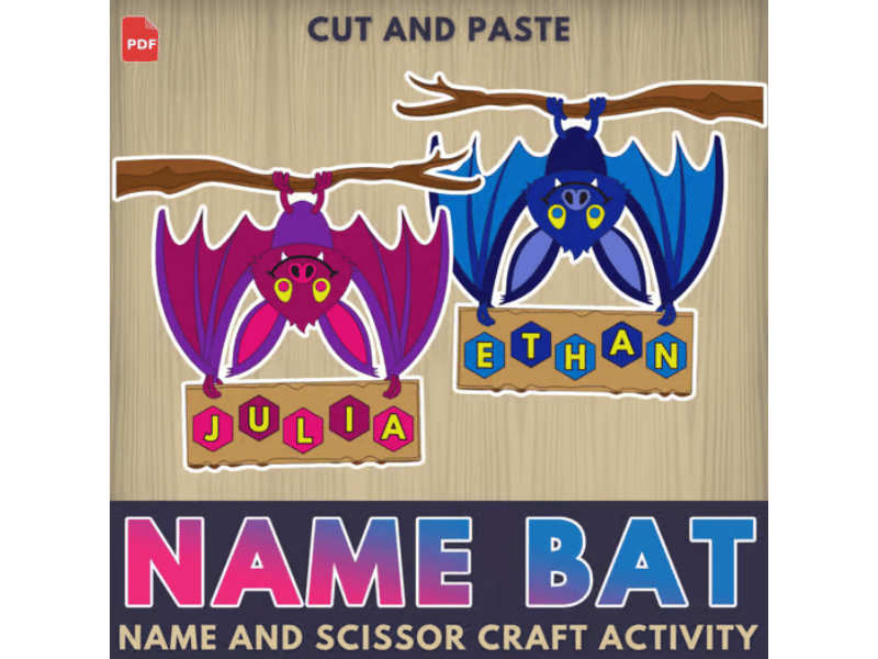 Name Bat Craft Activity – Build Your Own Hanging Bat | Halloween ...