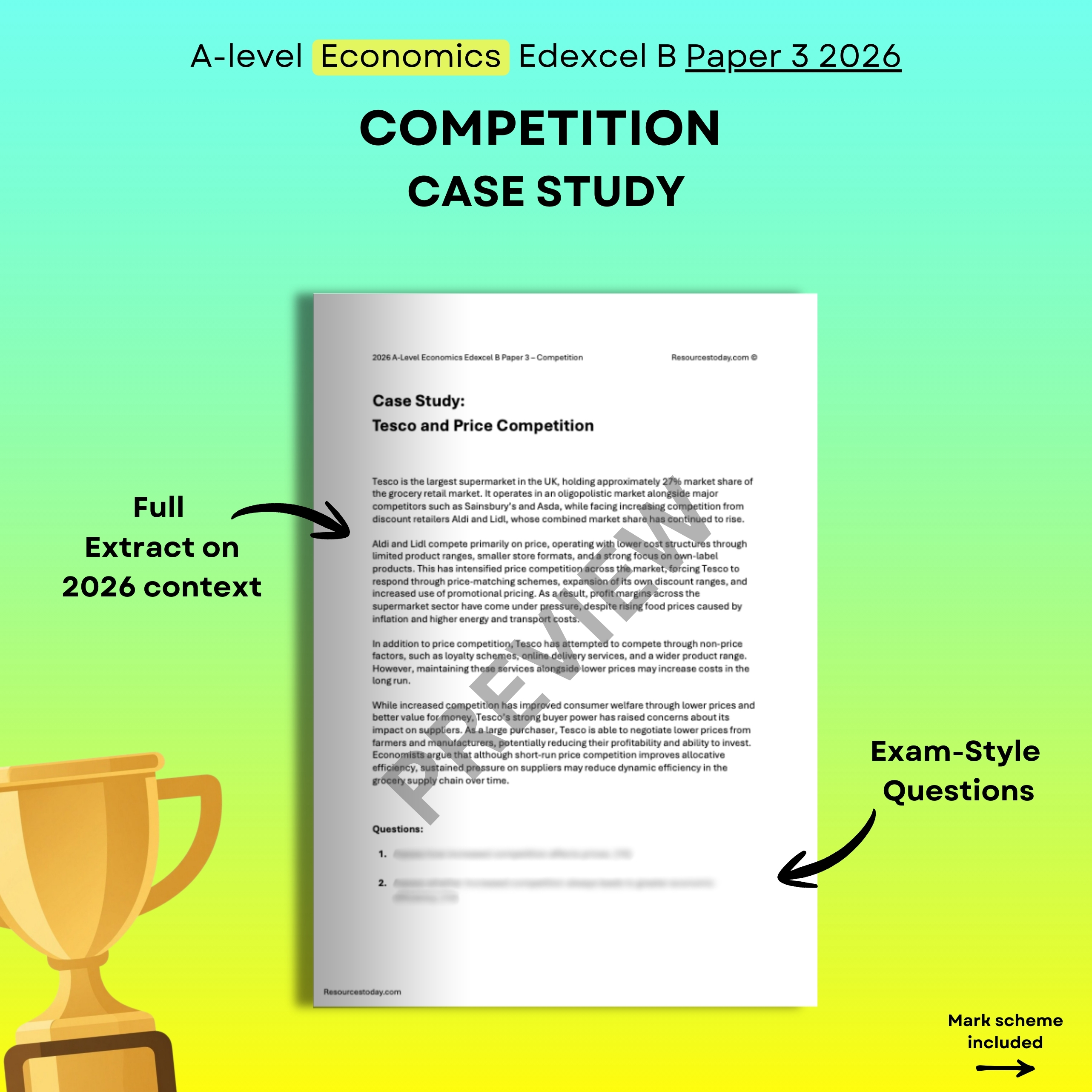 Edexcel B Economics Paper 3 2026: Tesco Competition Case Study ...