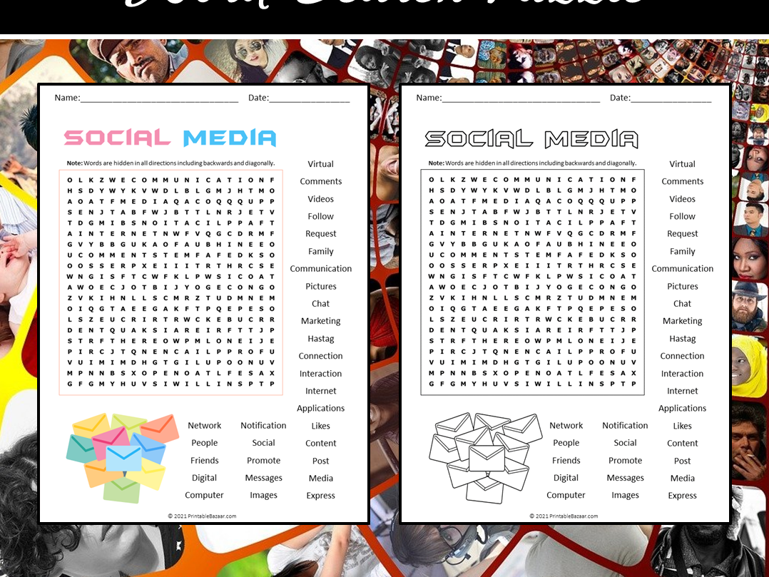 Social Media Word Search Puzzle Teaching Resources
