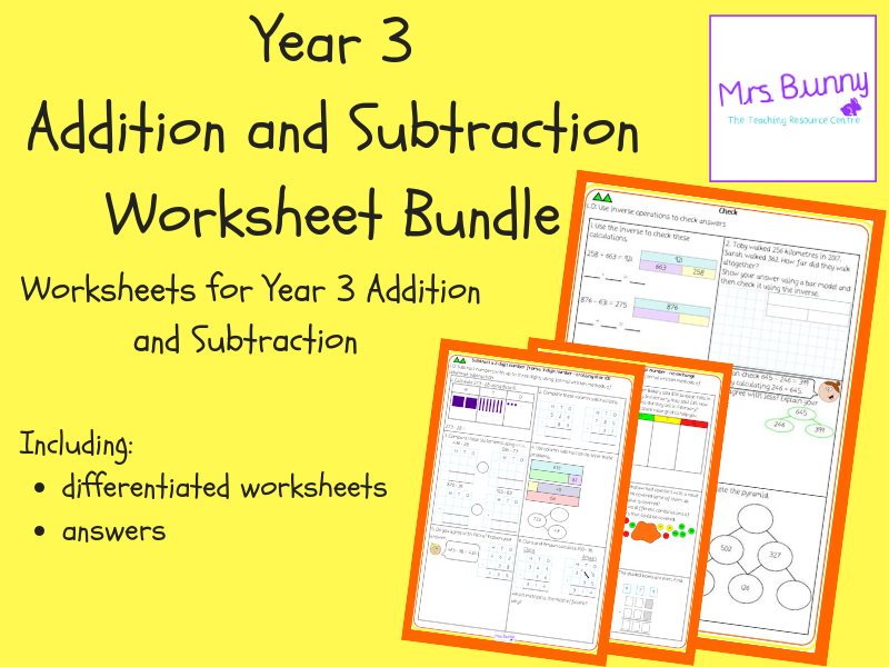 Year 3 Addition And Subtraction Worksheet Bundle Teaching Resources Year 3 Addition And Subtraction Worksheet Bundle Teaching Resources