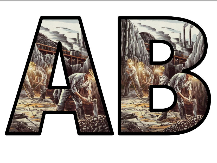 Fossil Fuels and Mining Geography Lettering Set Instant Display Title ...