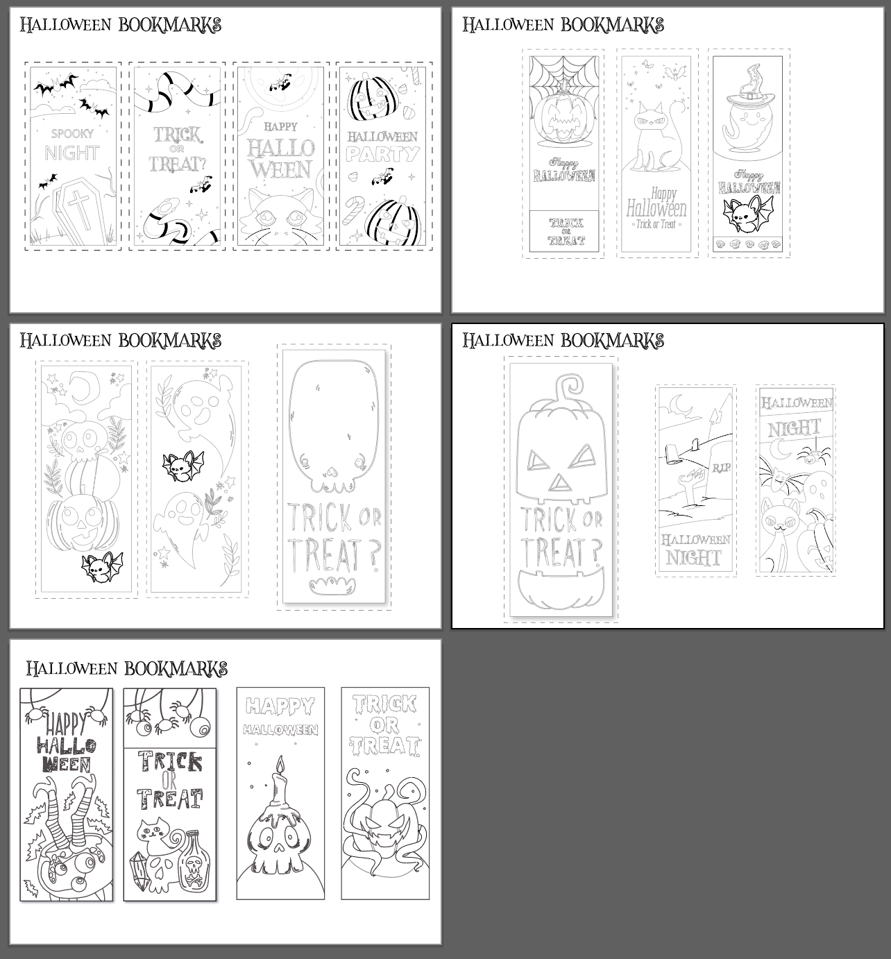 Halloween Coloring Bookmarks | Printable Activity for Kids | Teaching ...