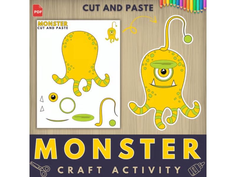 Funny Monster Craft Activity | Build-a-Monster | Color, Cut and Paste ...