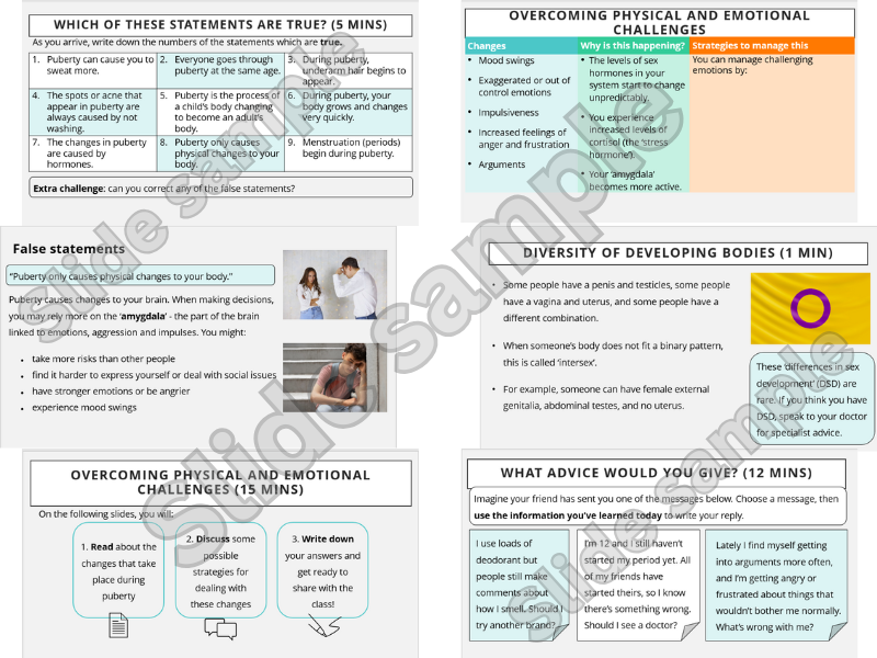 PSHE lesson - GROWING UP, PHYSICAL CHANGES | Teaching Resources