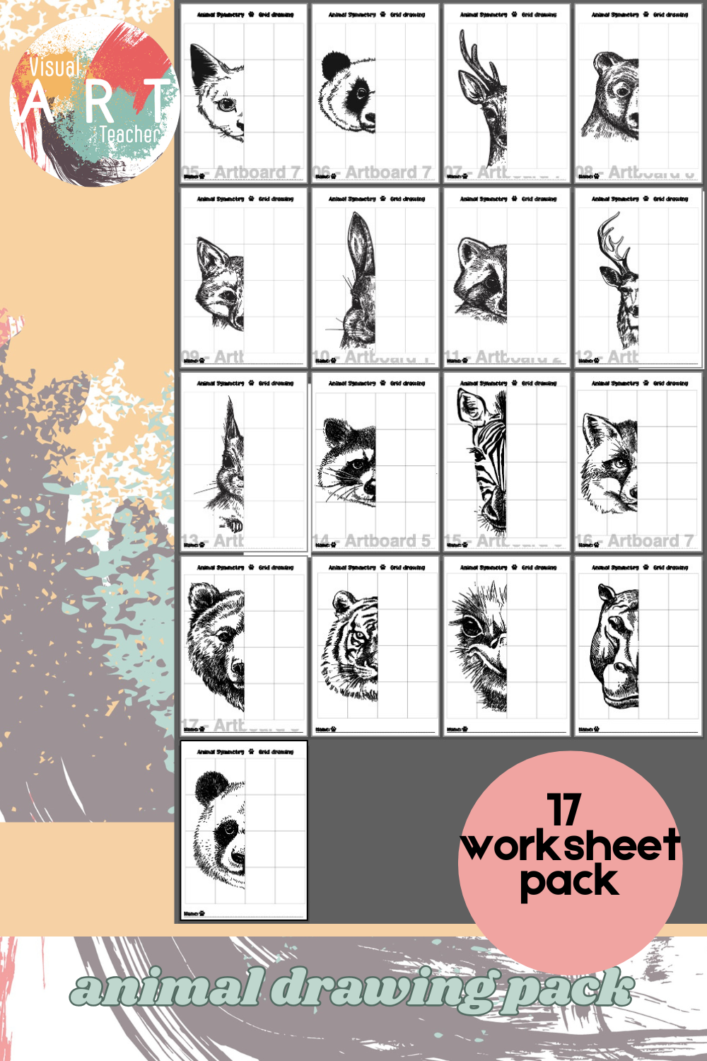 Animal Drawing -Symmetry & Grid drawing | Teaching Resources
