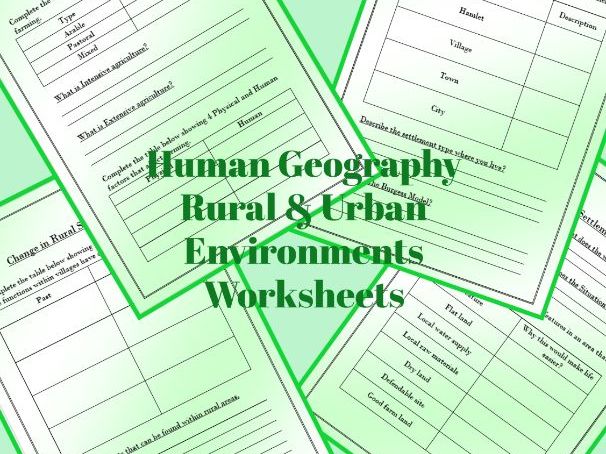 Geography Rural and Urban Environments Worksheets | Teaching Resources