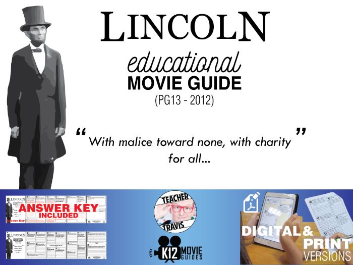 Lincoln Movie Guide | Questions | Worksheet (PG13 - 2012) | Teaching ...