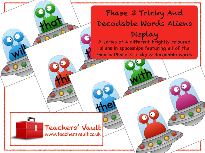 Phase 3 Tricky And Decodable Words Aliens Display Teaching Resources