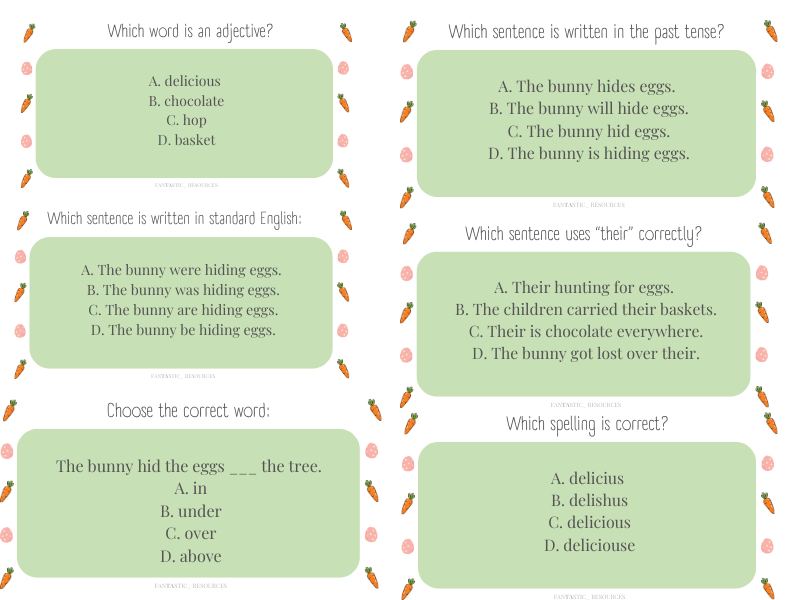 FREE Easter SPaG Quiz KS2 – 20 Question Grammar, Punctuation & Spelling ...