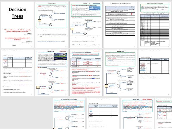 Decision Trees Booklet (Worksheets) | Teaching Resources