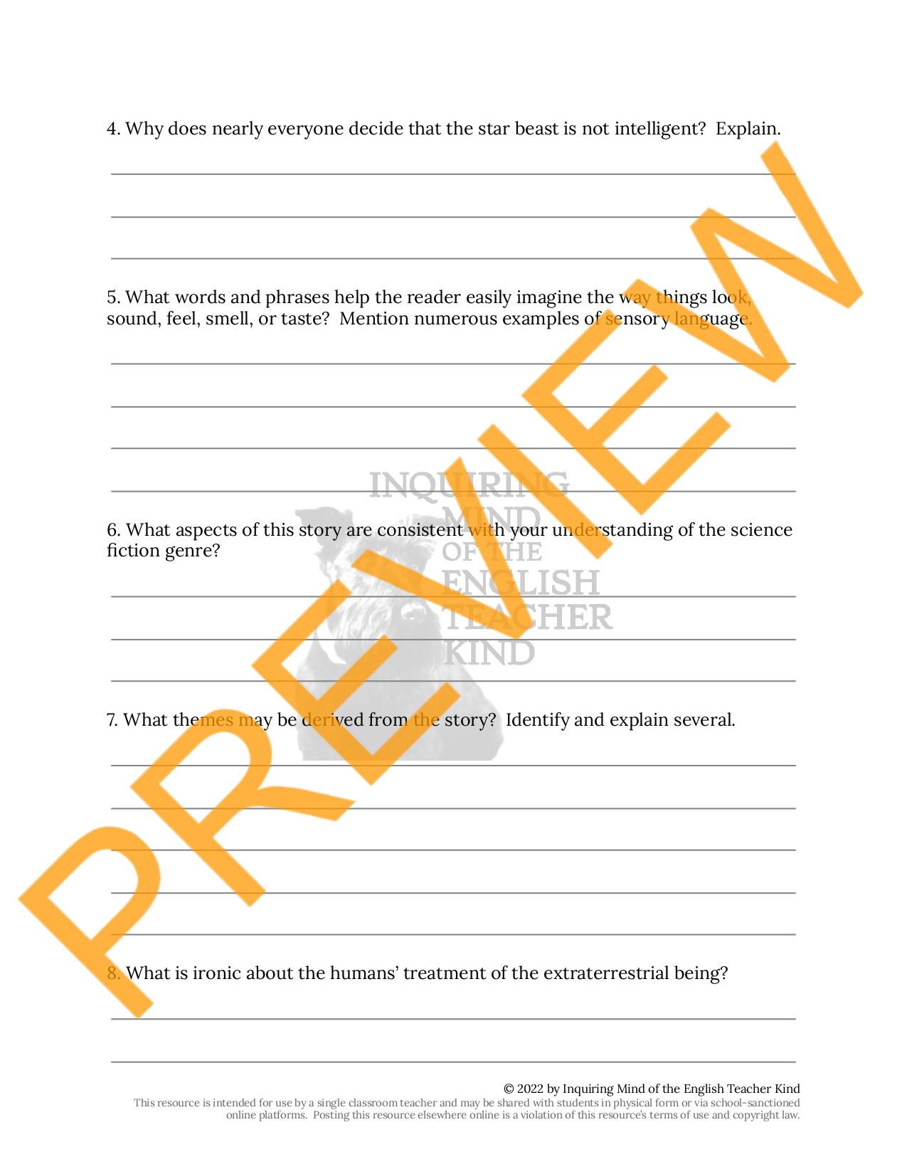 "The Star Beast" by Nicholas Stuart Gray Close Reading | Teaching Resources