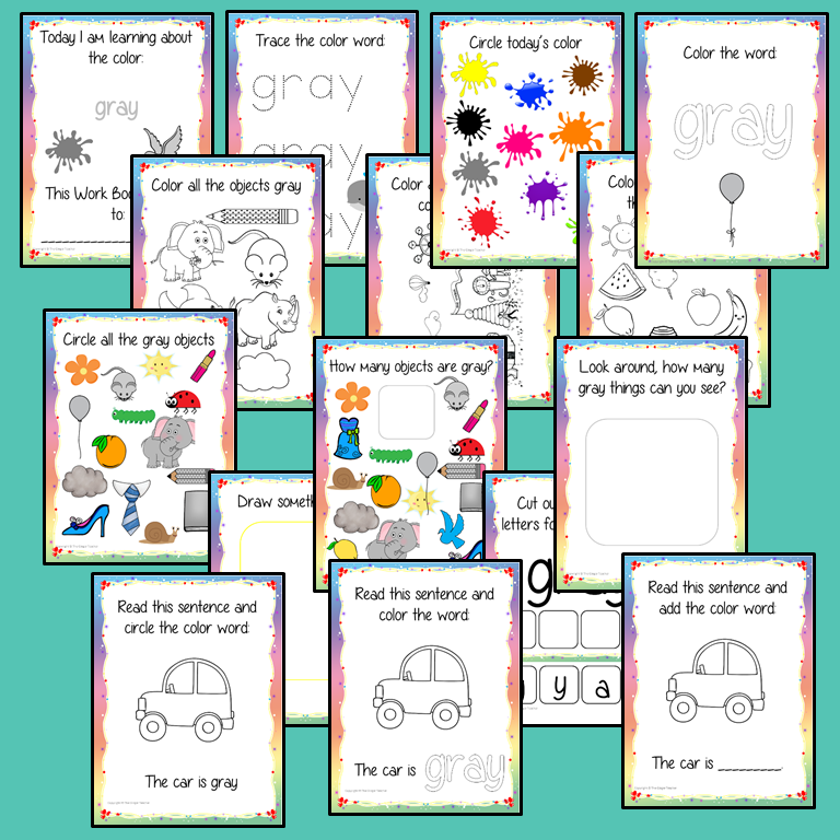 Color ‘Gray’ 16 Page Workbook | Teaching Resources