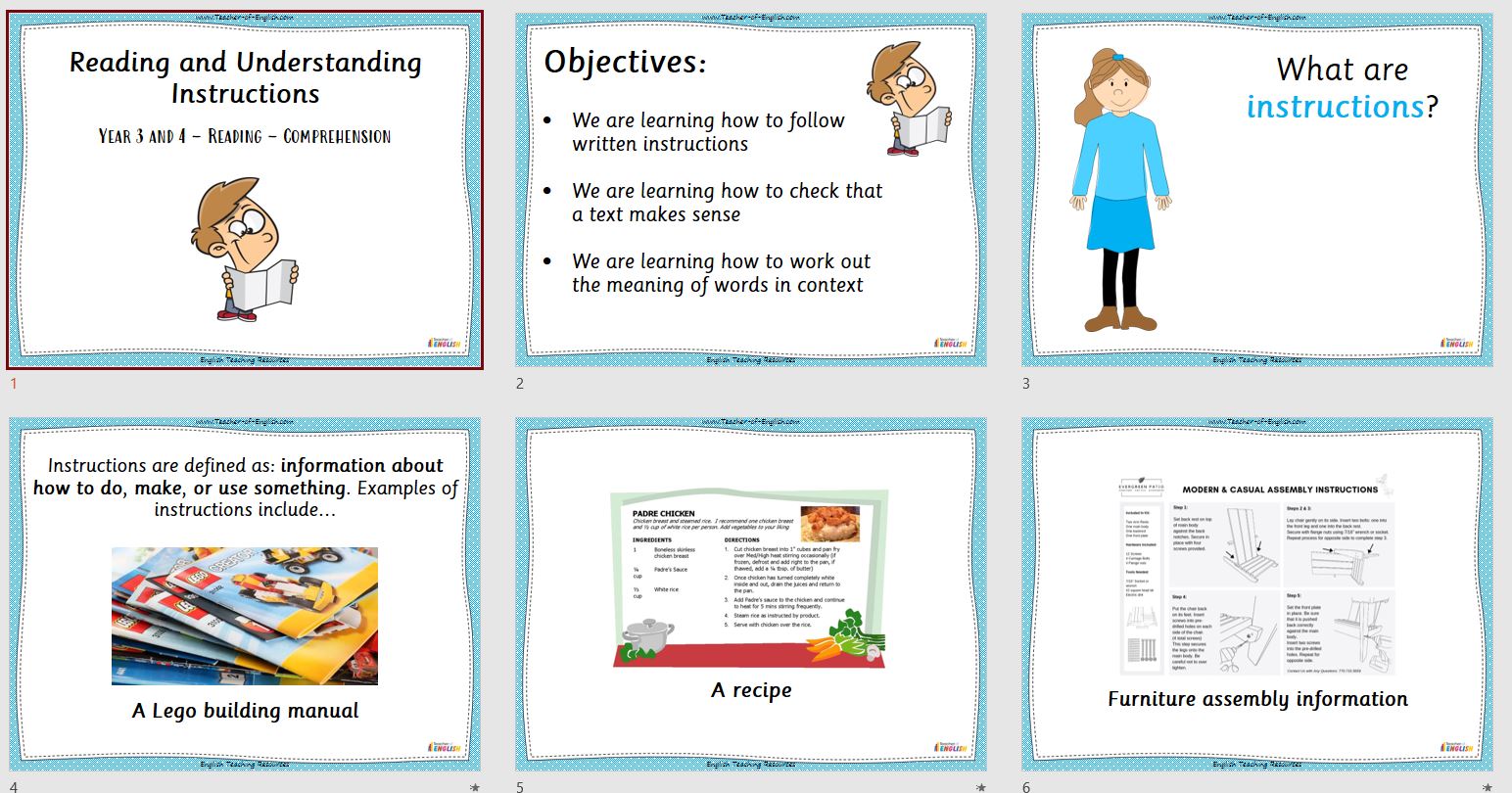 Reading And Understanding Instructions Year 3 And 4 Teaching Resources