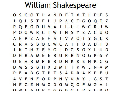 English Crossword Package: William Shakespeare | Teaching Resources