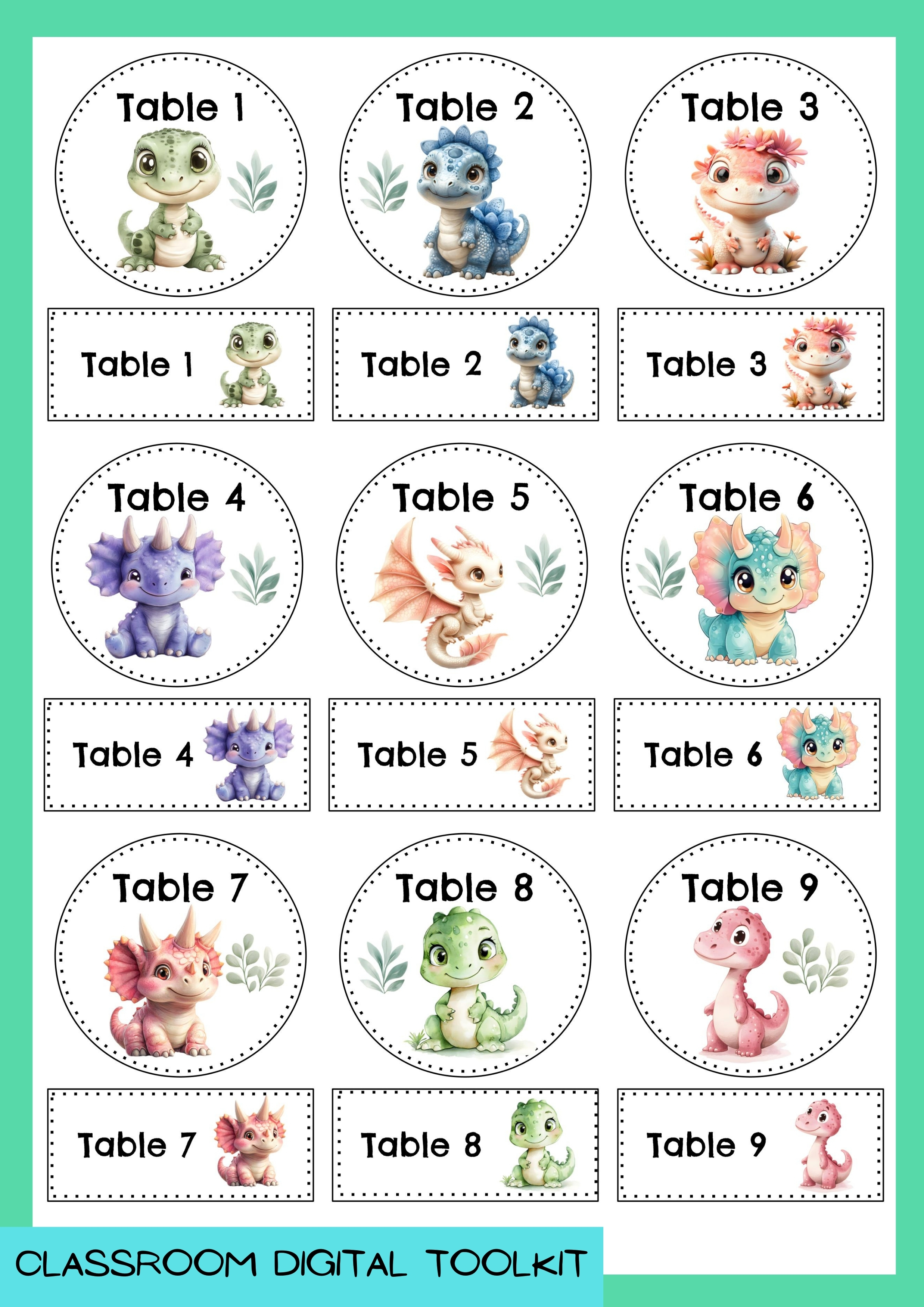 TABLE NUMBERS 1 - 10 (DINOSAUR THEMED) (Classroom Decor) | Teaching ...