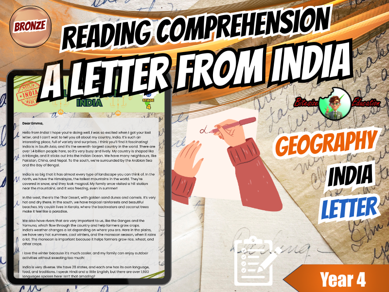 India | A Letter From India | Bronze | Reading Comprehension | Year 4 ...