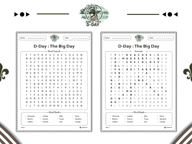 D-Day Word Search Puzzle Activity : Invasion of Normandy No Prep ...