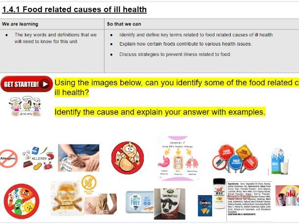 L1 2 Hospitality And Catering Food Related Causes Of Ill Health Key