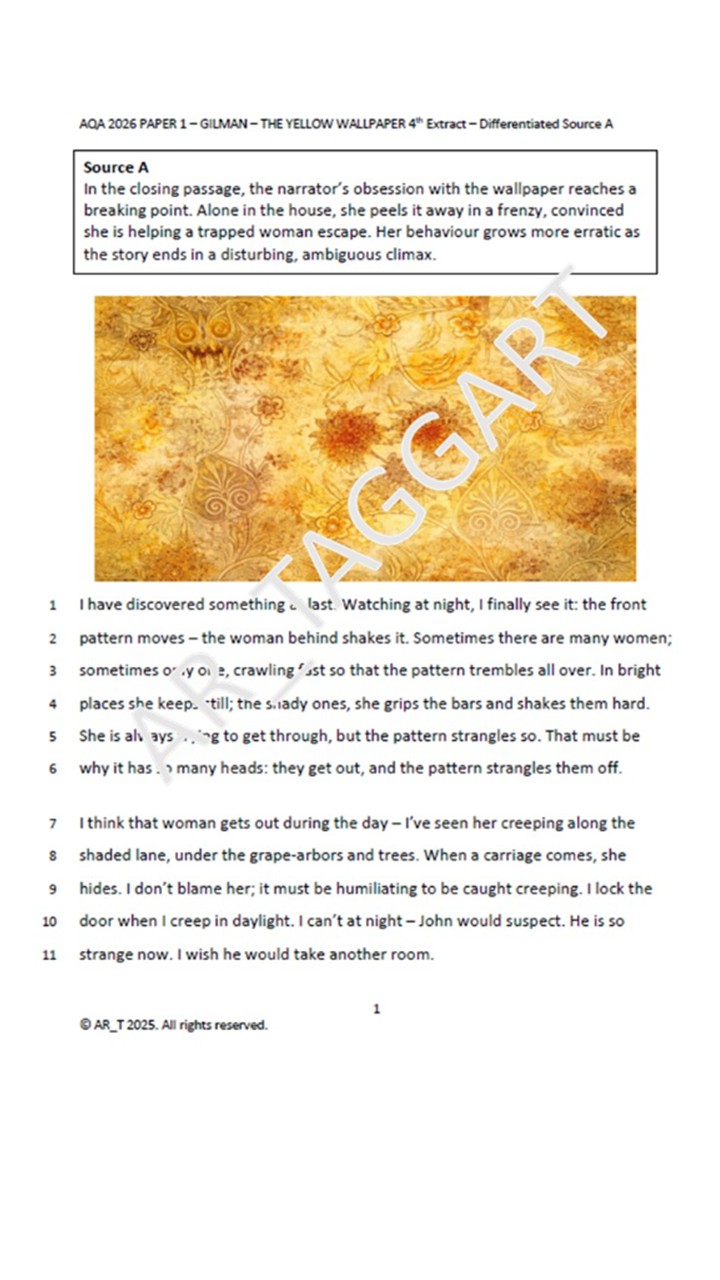 One AQA 2026 GCSE English Language Paper 1 Mock | AO GRIDS - (Gil - iv ...