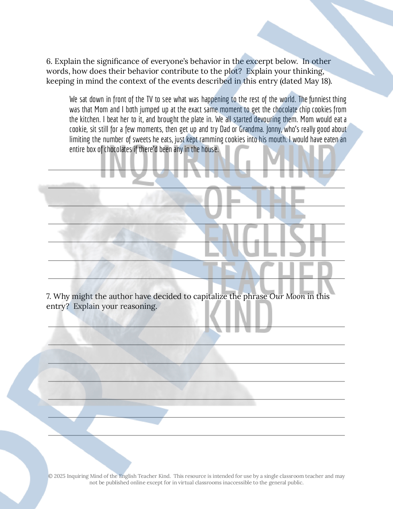 Life As We Knew It Chapter 2 Close Reading Inference Worksheet and ...
