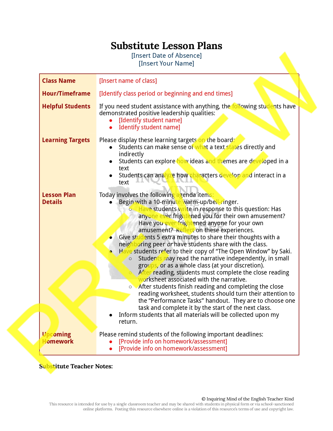 “The Open Window” by Saki Close Reading Analysis Worksheet | Teaching ...