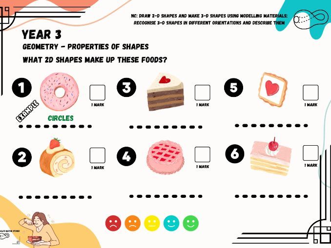 Food geometry worksheets and answers (YR 3) | Teaching Resources