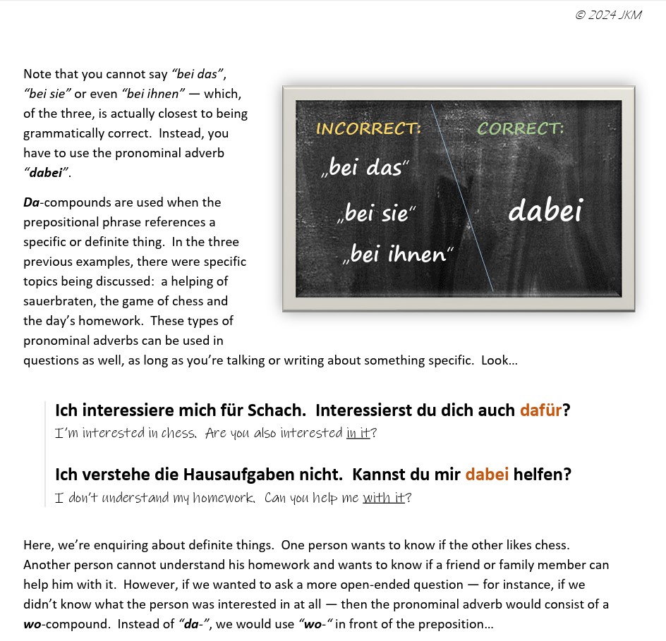 German A2 - Pronominal Adverbs (da- & wo- words) | Teaching Resources