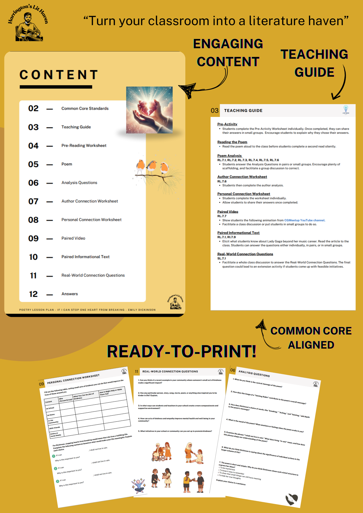If I Can Stop One Heart From Breaking Emily Dickinson Poetry Lesson ...