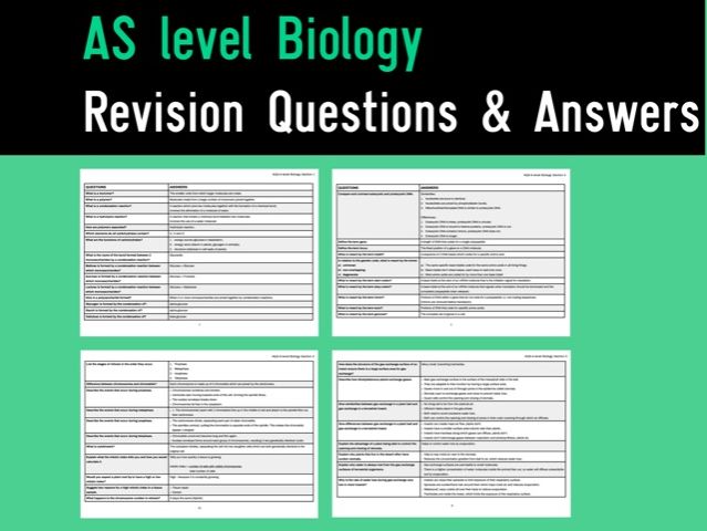 AQA A-level Biology Revision Questions and Answers | Teaching Resources