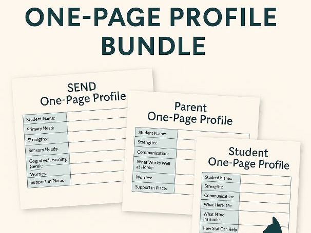 One-Page Profile Bundle | SEND, Parent & Student Versions (Editable ...